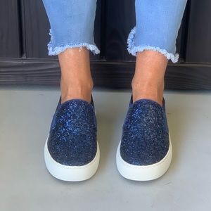 Urban Outfitters | Shoes | Blue Glitter Chunky Platform Blue Slip On ...